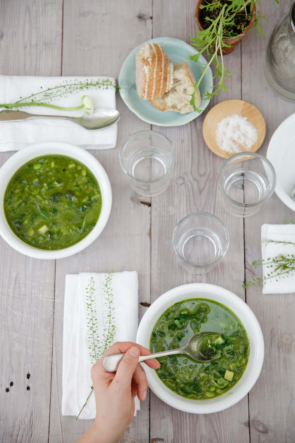 Wild garlic season and a recipe for a spring greens soup - Carole Bamford